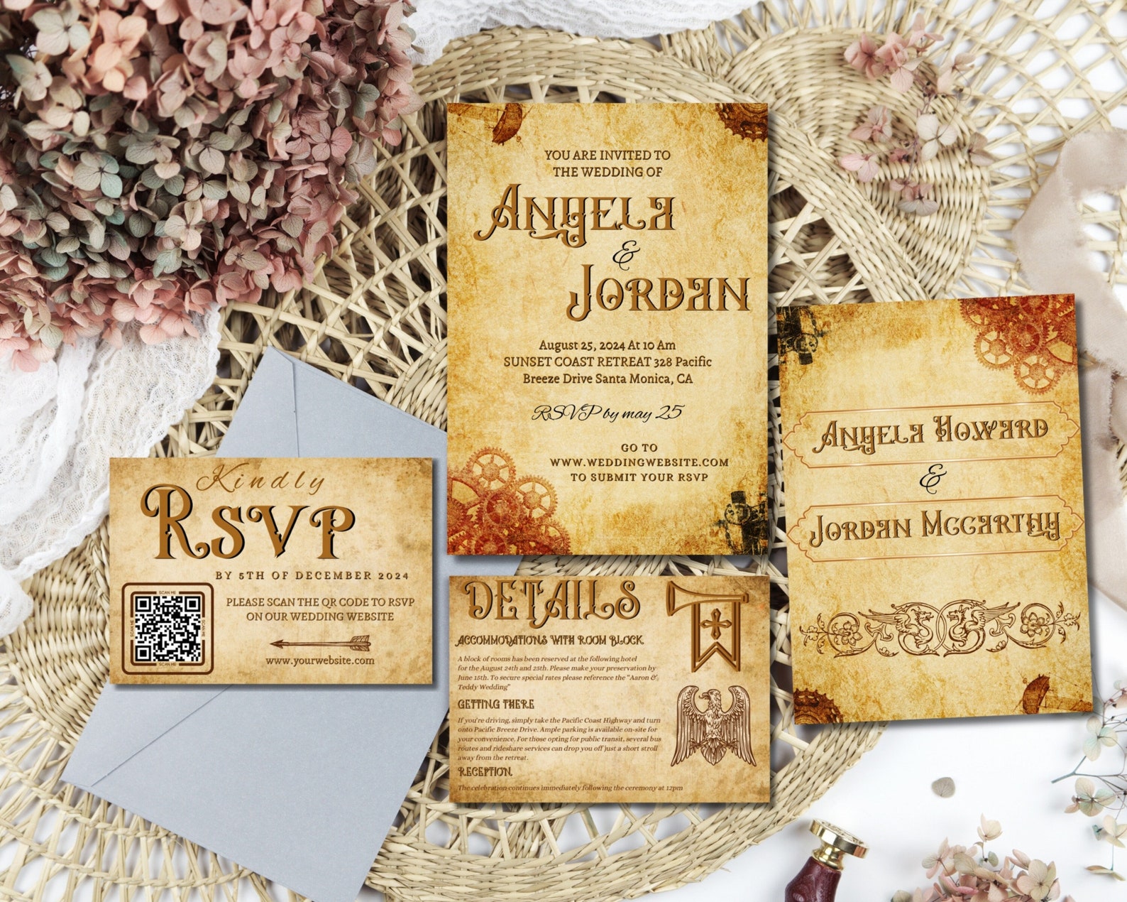 Medieval Wedding Invitation Suite Fantasy Middle Ages Invite Template ...