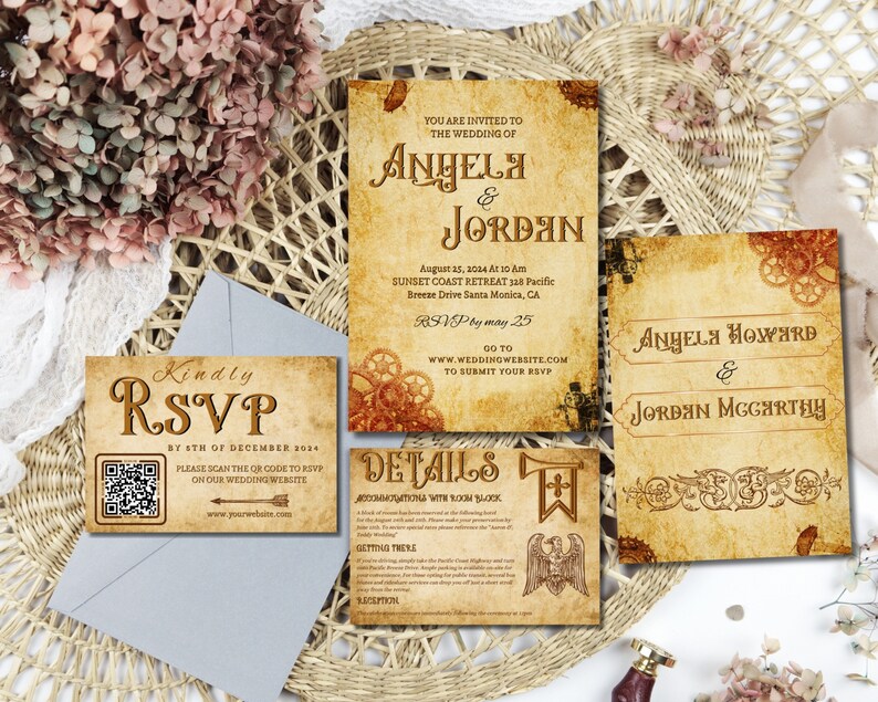 Medieval Wedding Invitation Suite Fantasy Middle Ages Invite Template ...