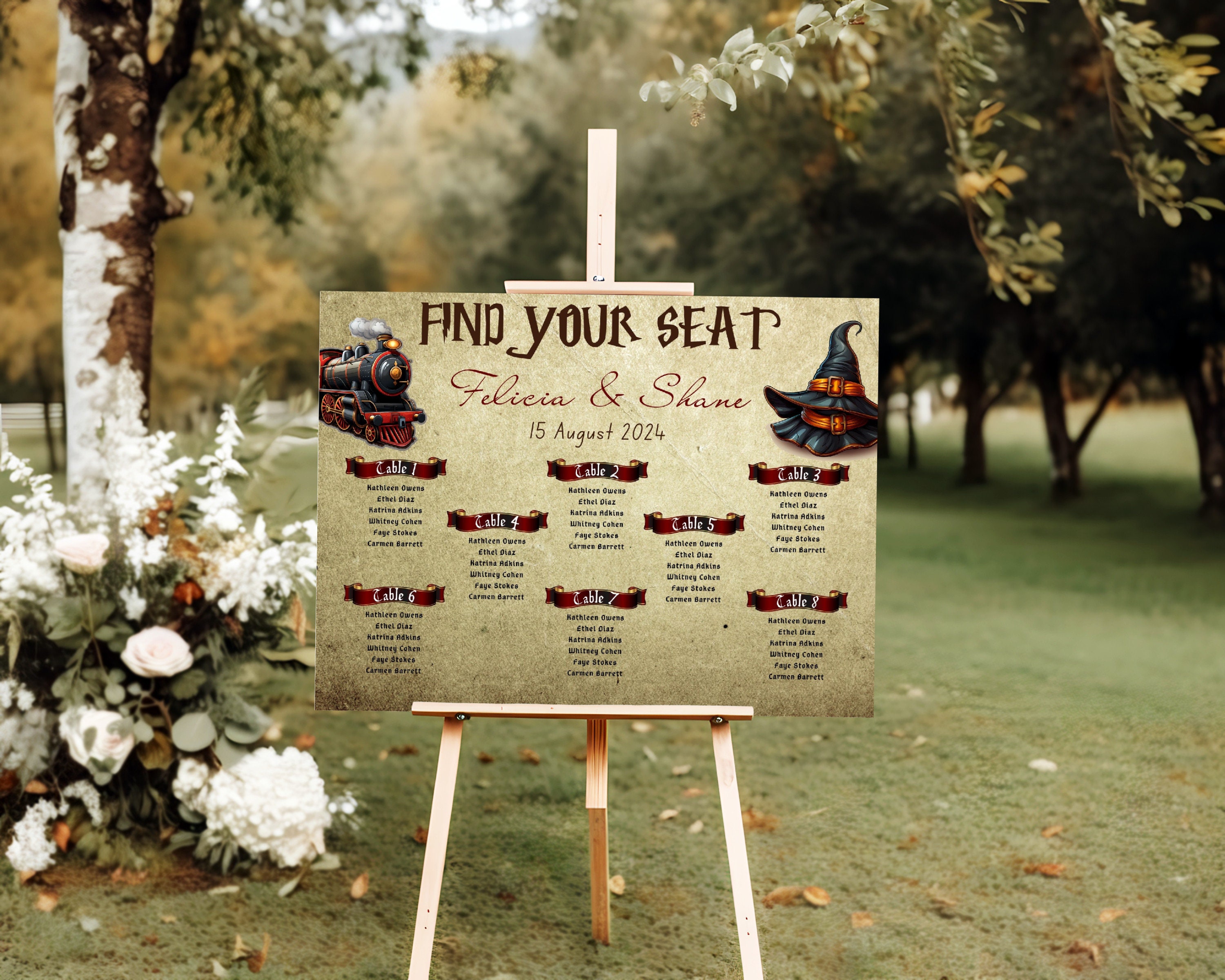 Magical Wizard Wedding Seating Plan Template Wizard Fantasy Table ...