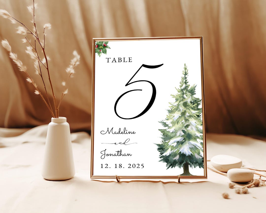 Christmas Printable Table Numbers Holiday Table Numbers for Xmas Dinner ...