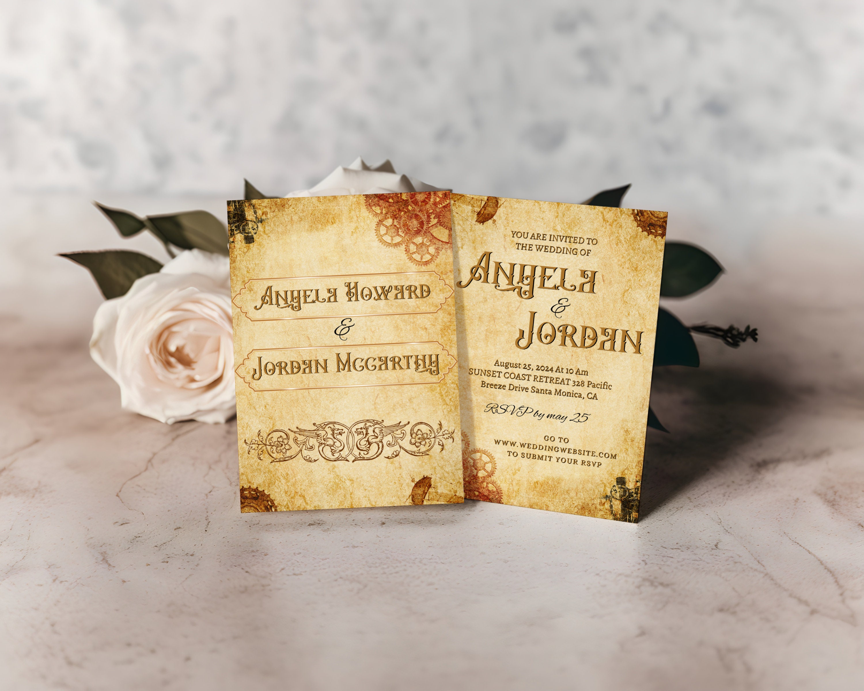 Old Style Middle Ages Wedding Invitation Editable Vintage Stationery ...