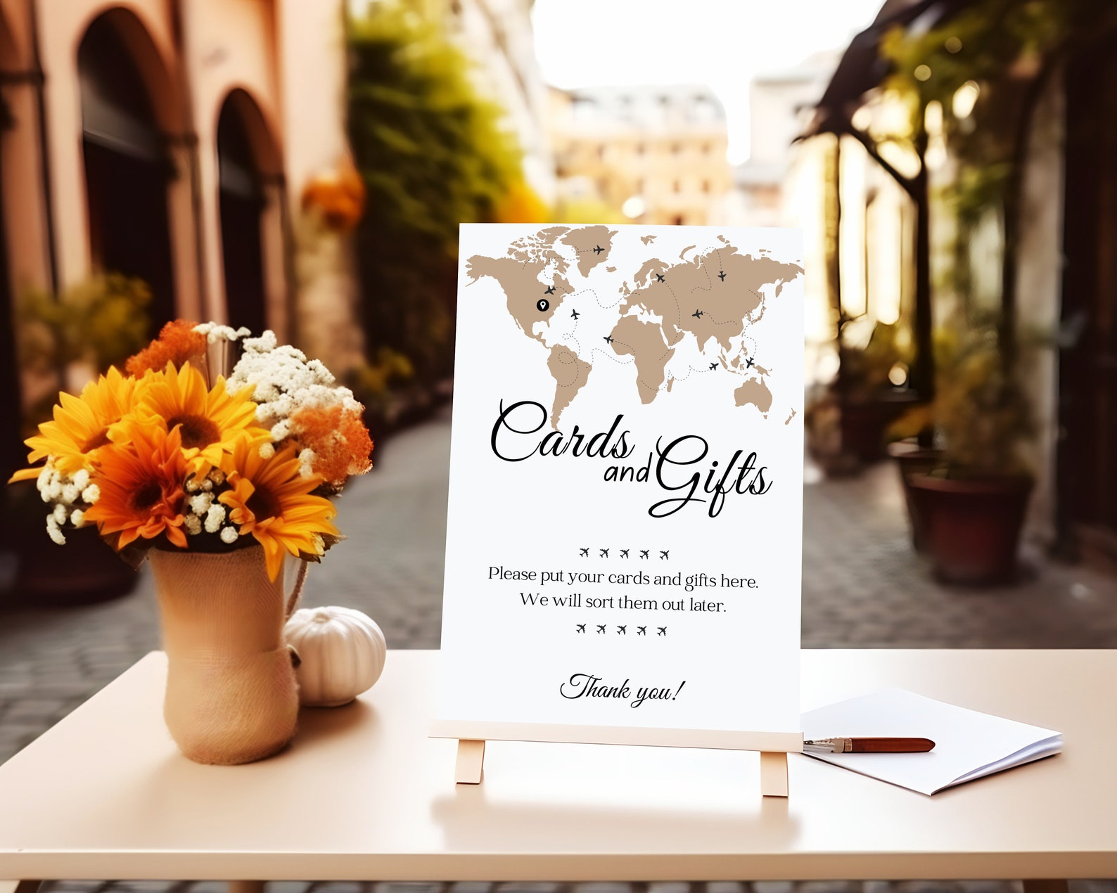 World Map Wedding Cards and Gifts Sign Printable Travel Destination ...
