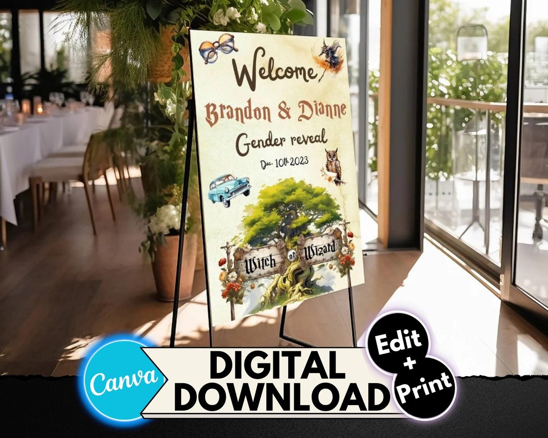 Wizard Gender Reveal Welcome Sign Template, Witch Magical Boy or Girl ...