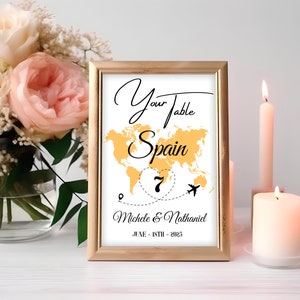 Travel Themed Wedding Table Numbers Template Travel Destination Wedding ...