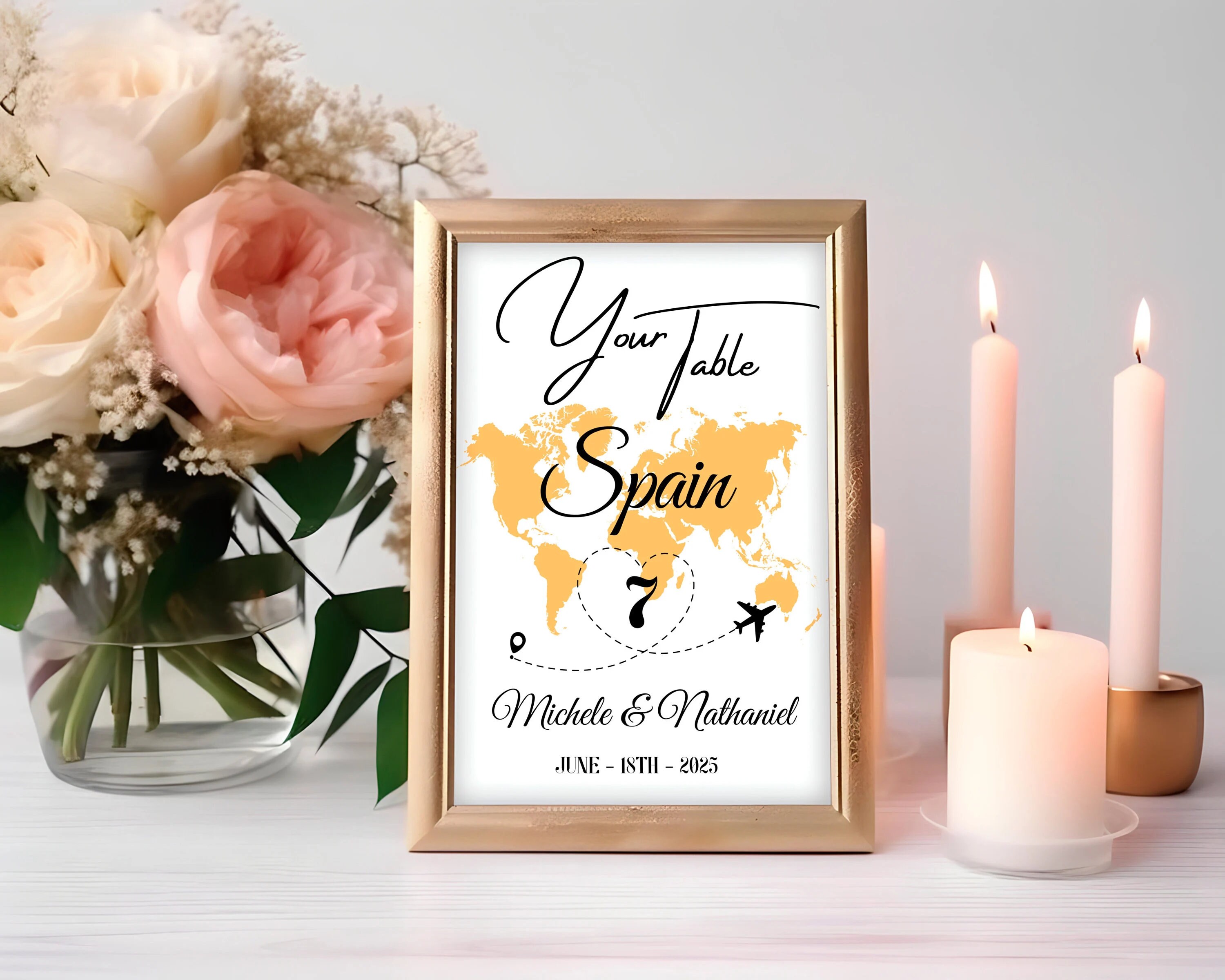 World Map Wedding Template Bundle Yellow Orange World Map Wedding ...