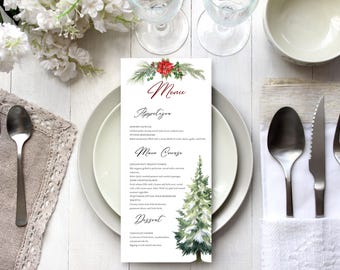 Christmas Menu Card Holiday Menu Template Printable Menu Christmas Tree ...