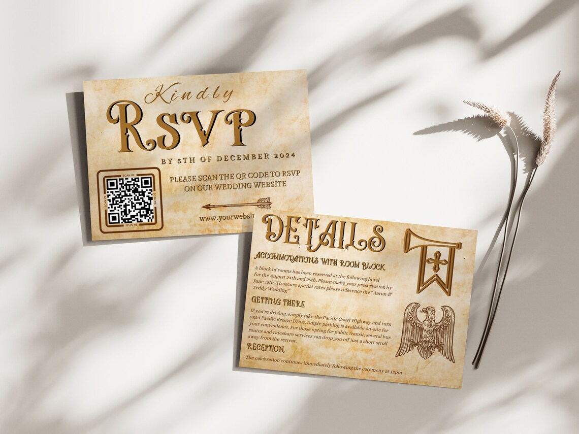 Medieval Wedding Invitation Suite Fantasy Middle Ages Invite Template ...
