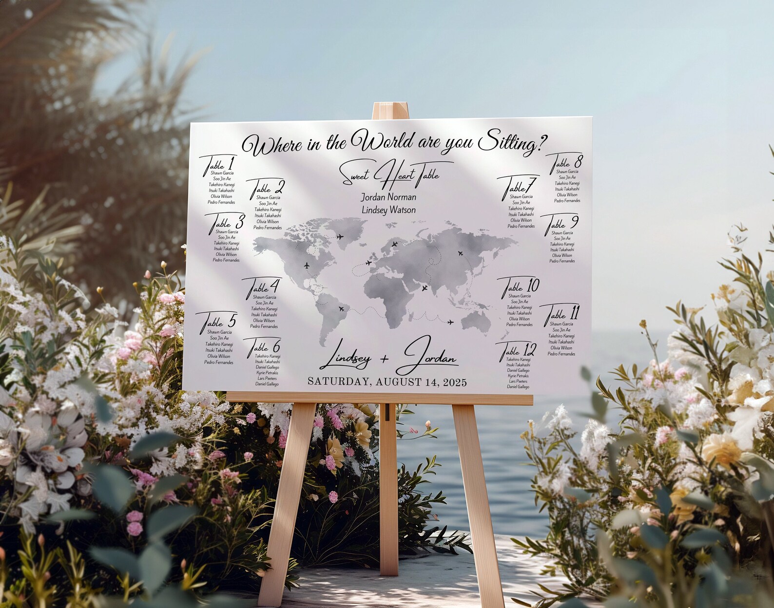 World Map Wedding Seating Sign Printable Travel Destination Table ...