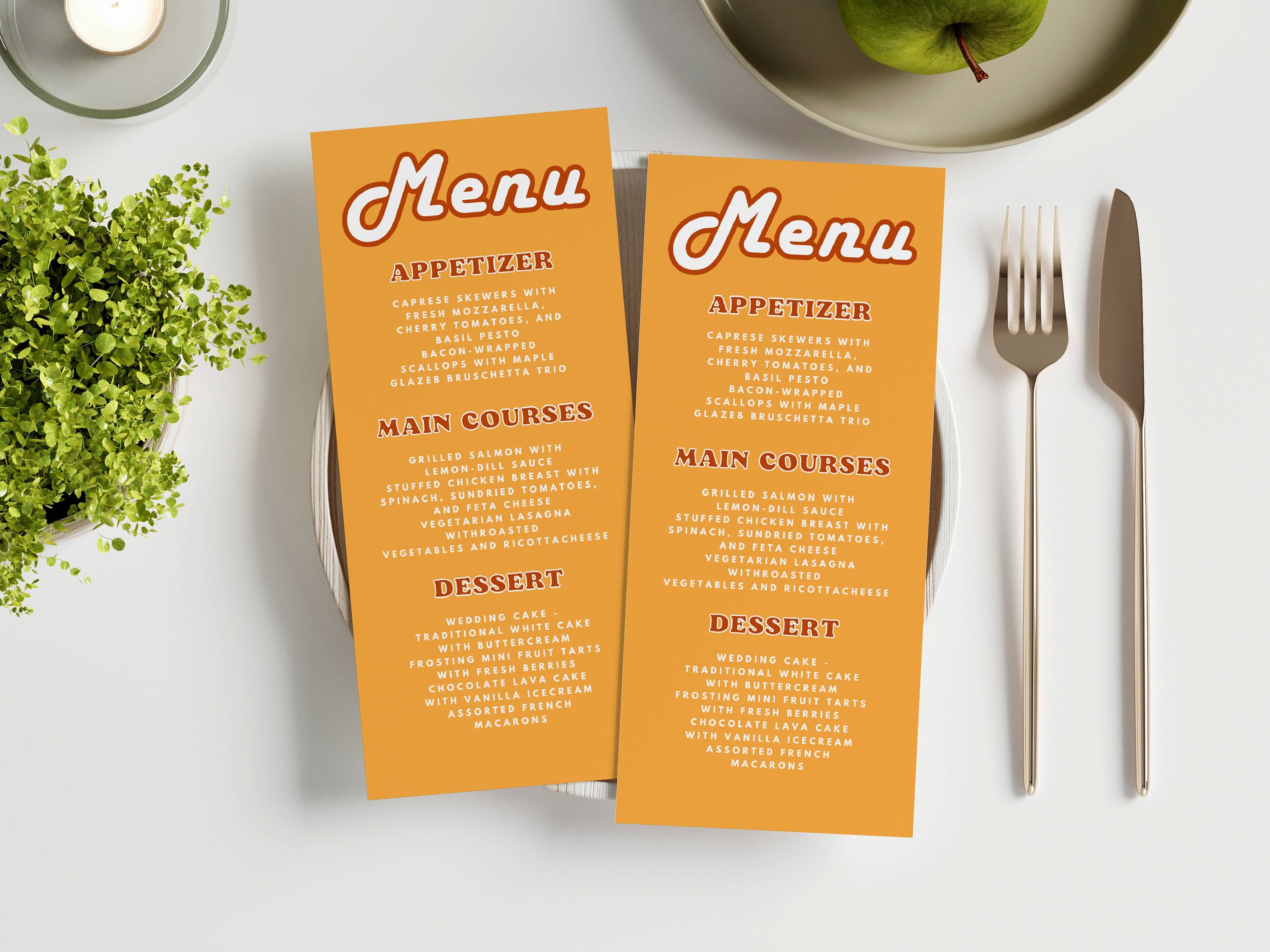 Retro 70s Wedding Menu Card Template, Editable Wedding Table Decor ...