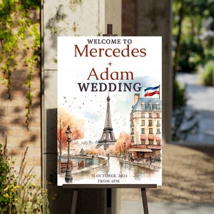 Eiffel Tower Paris Wedding Welcome Sign Paris Bridal Shower Template ...