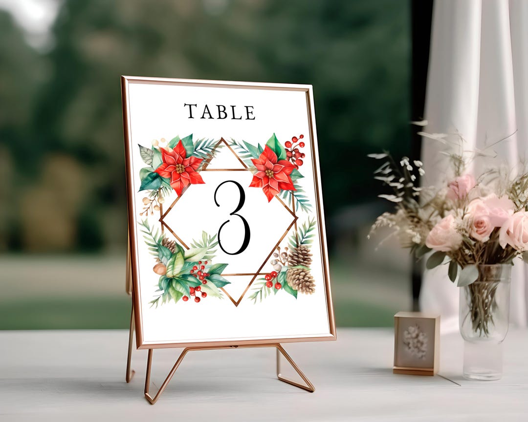 Christmas Printable Table Numbers Holiday Table Numbers Christmas ...