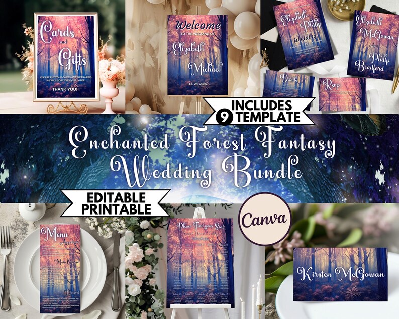 Enchanted Forest Wedding Template Bundle Dreamy Fairytale Woodland ...
