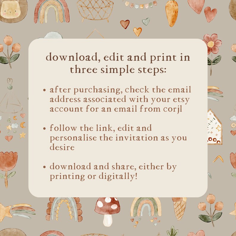 Editable Nursery Wall Art Girl Digital Children Boho Scandi Instant ...