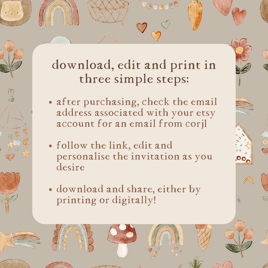 Editable Nursery Wall Art Girl Digital Children Boho Scandi Instant ...