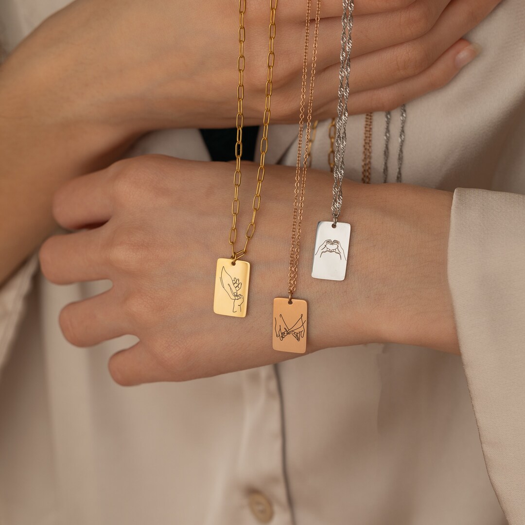 Hand Gesture Necklace Custom Sign Language Necklace Motherhood Jewelry ...