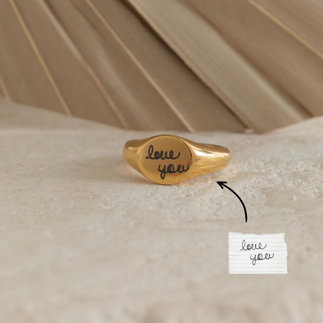 Handwriting Signet Ring, Engraved Signature Ring, Custom Memorial ...