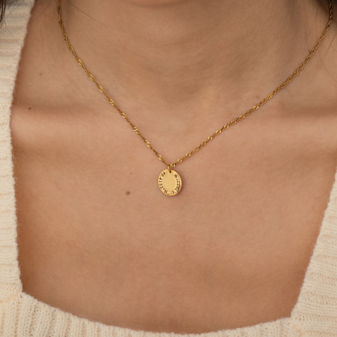 Custom Coordinates Necklace Latitude Longitude Necklace Location ...