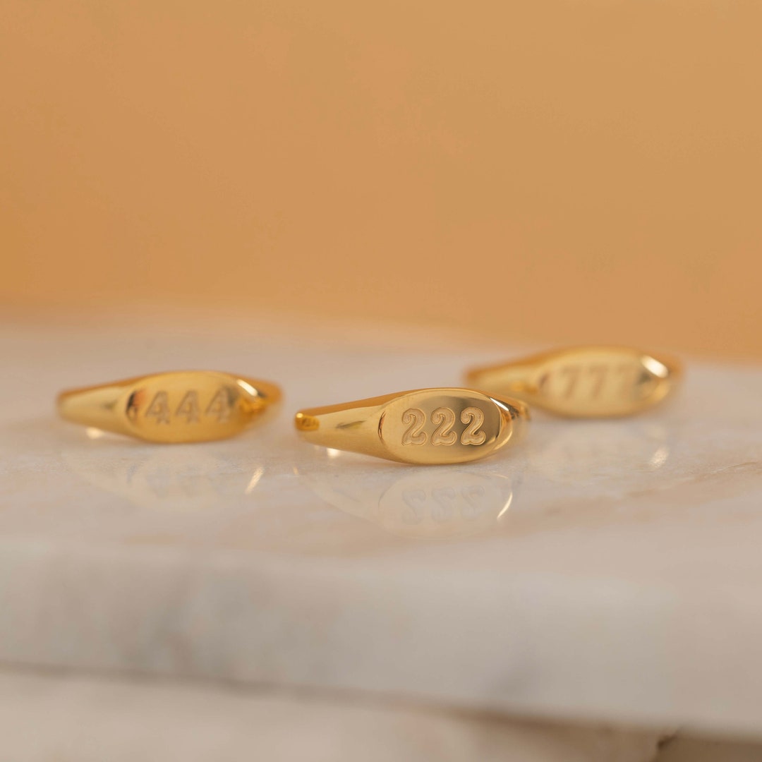 Angel Number Ring, Engraved Dome Signet, Waterproof & Tarnish-free ...