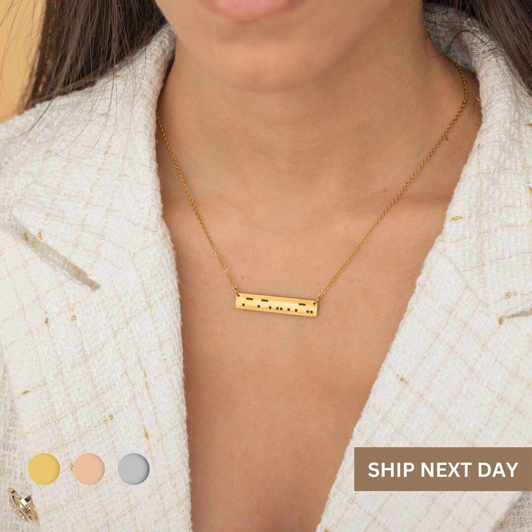 Custom Morse Code Necklace Bar Personalized Necklace Hidden Message ...