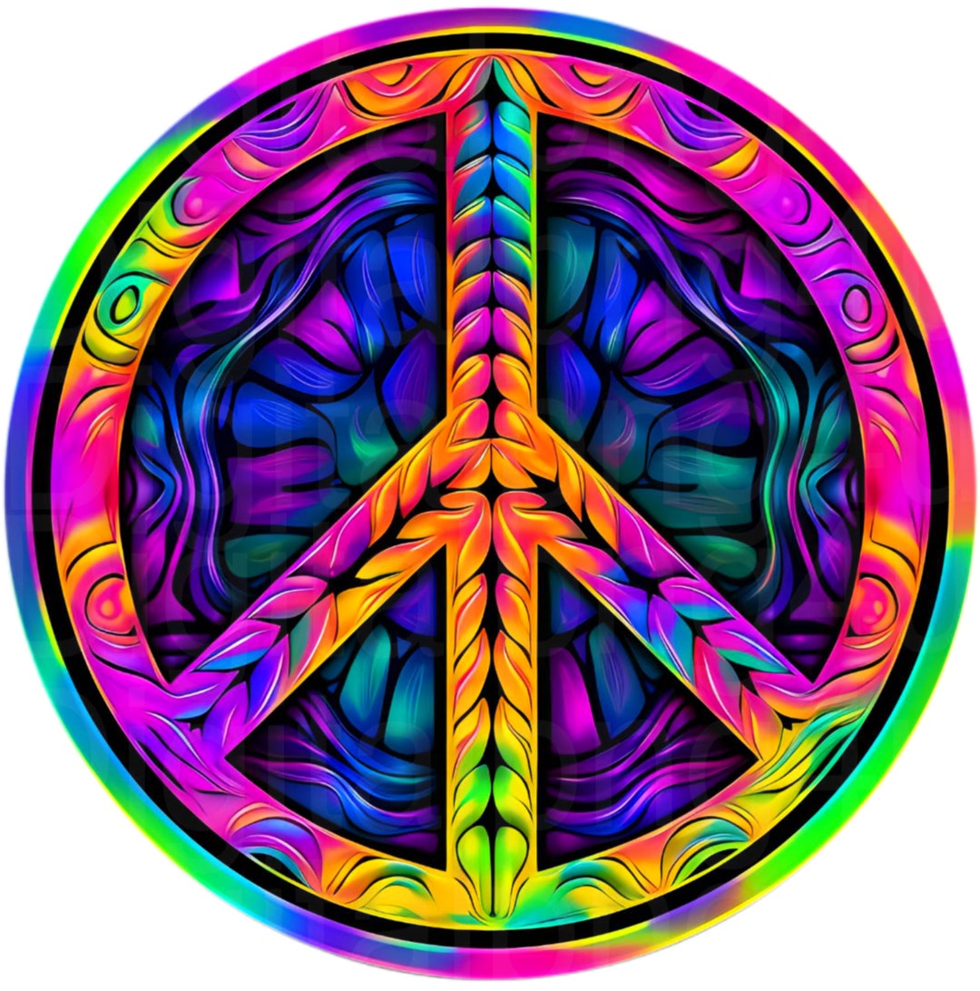 Peace Sign Colorful Round Png Sublimation Digital Design Download ...