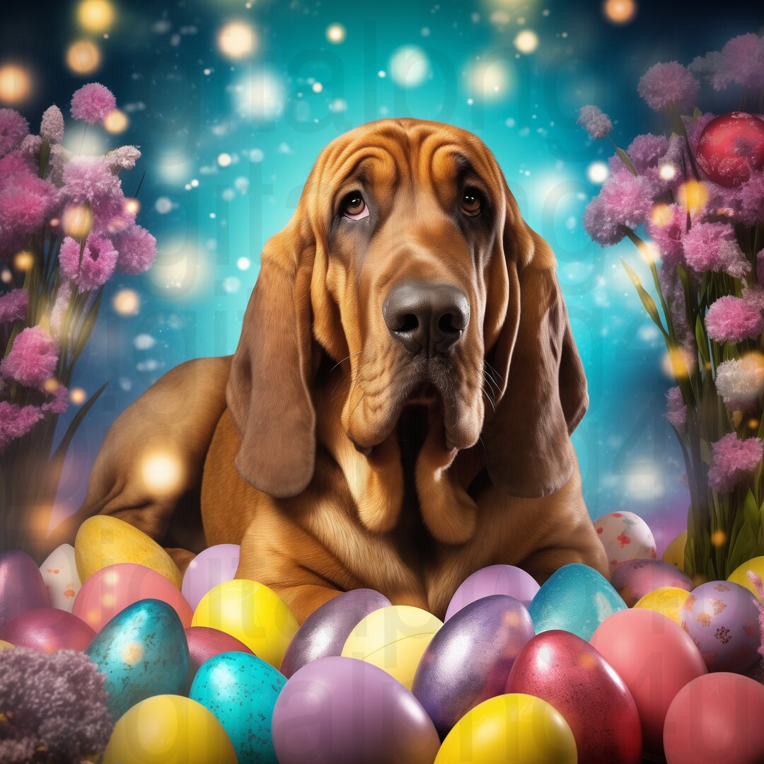 Bloodhound Easter Spring Png Sublimation Digital Design Download Wreath ...