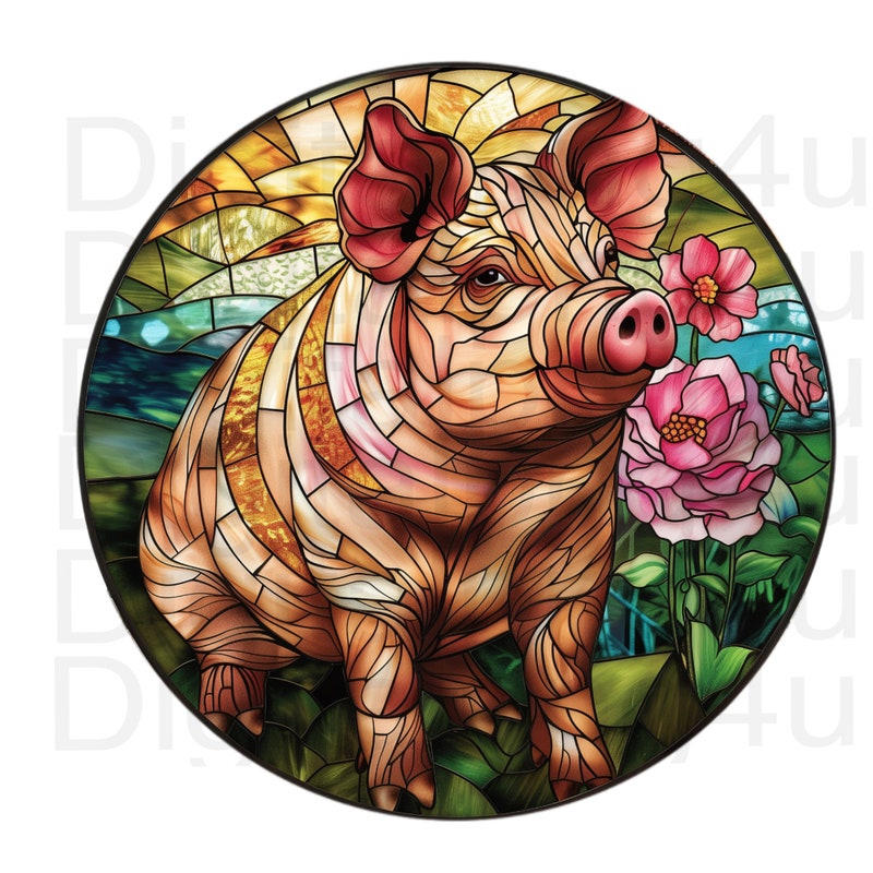 Stained Glass Pig - Etsy