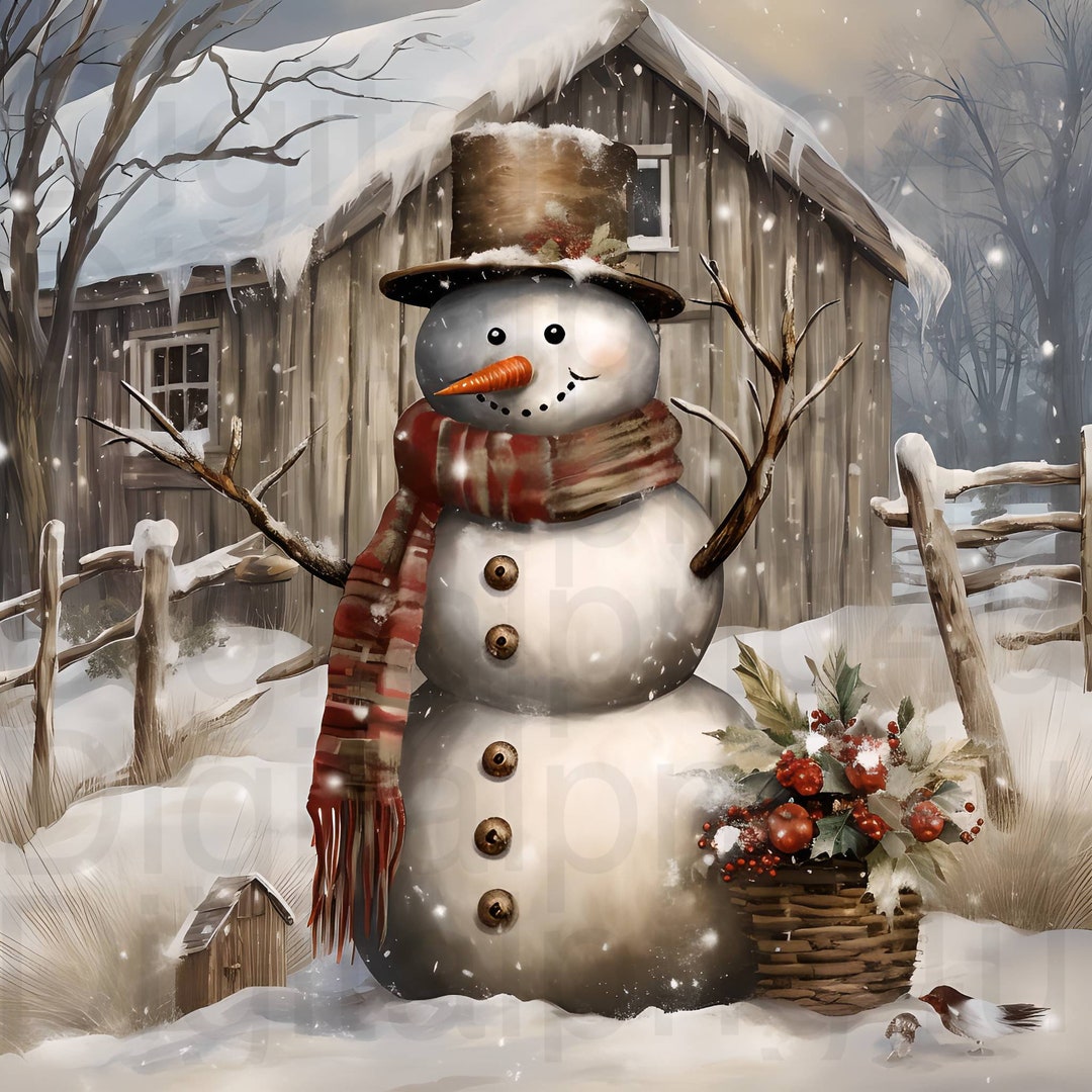 Snowman Christmas Winter Farm Png Sublimation Digital Design Download ...