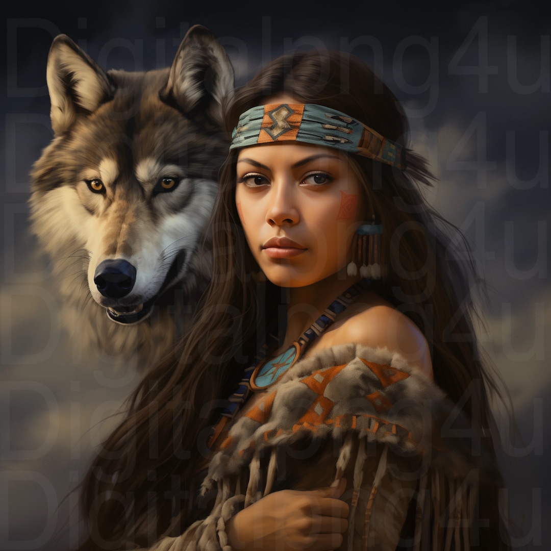 Wolf Native American Png Sublimation Digital Design Download Wreath ...