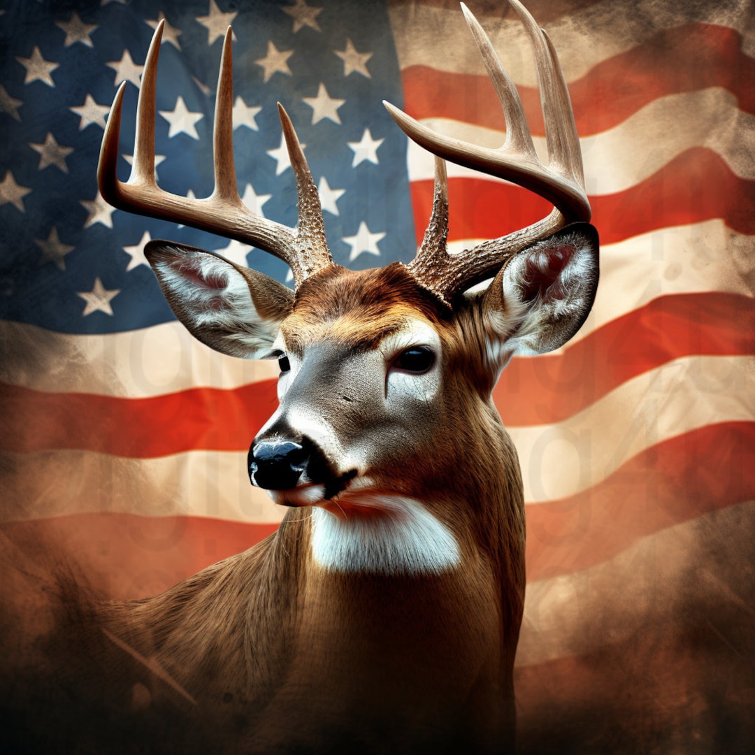 Deer Buck USA Flag Patriotic Png Sublimation Digital Design Download ...