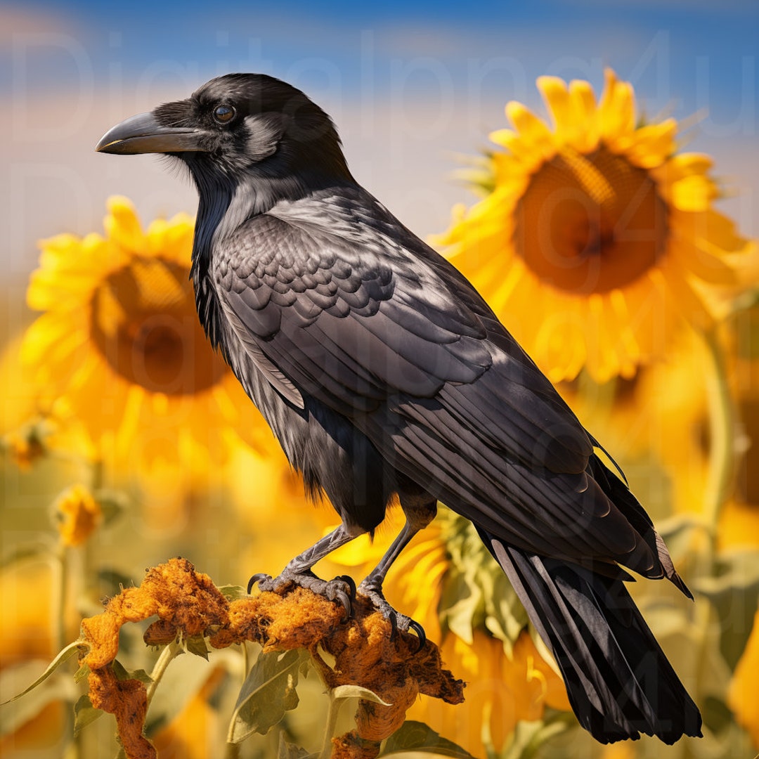 Crow and Sunflowers PNG Sublimation Digital Design Download Wreath Sign ...