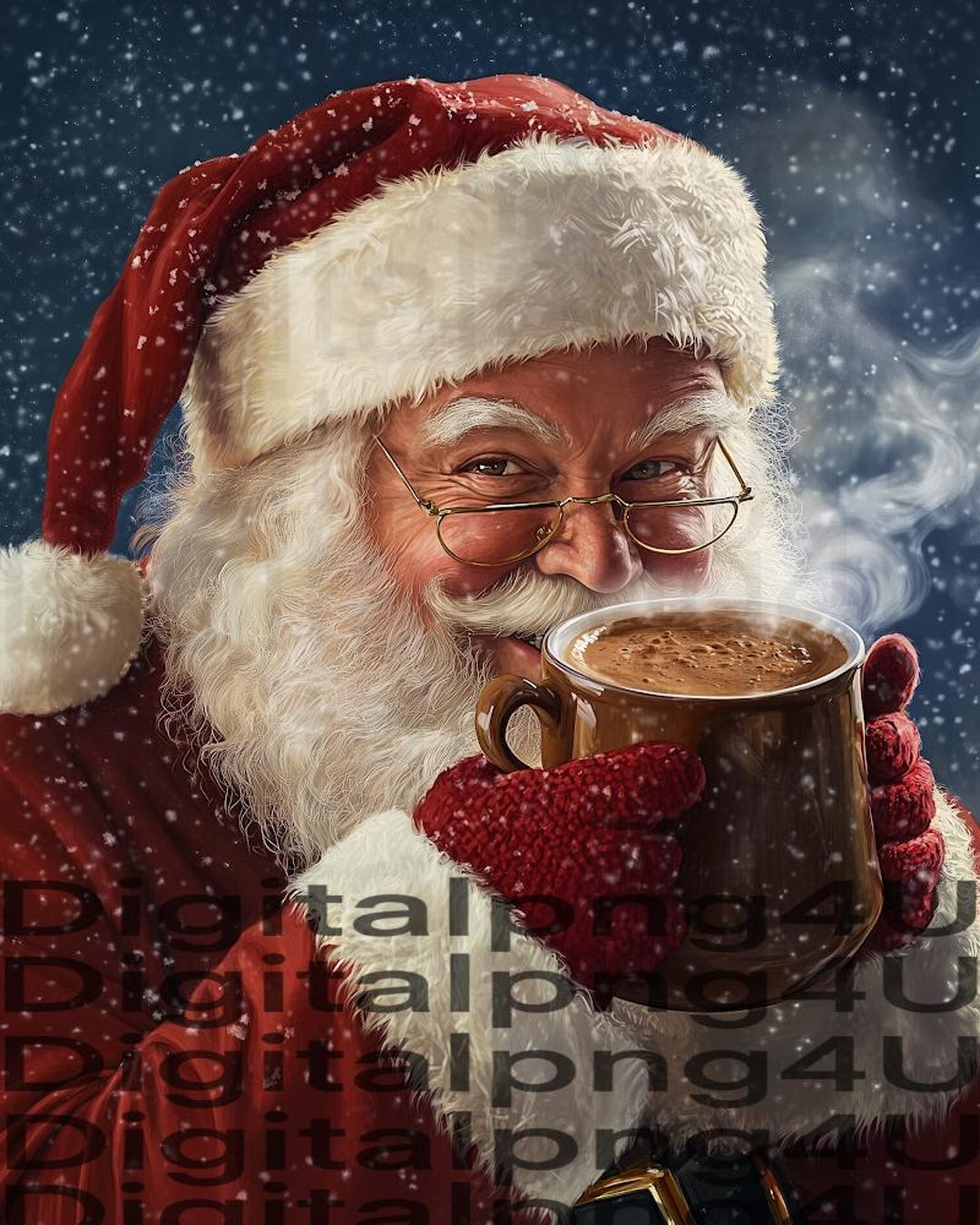 Santa Drinking Hot Cocoa Christmas PNG Sublimation DIGITAL DESIGN ...