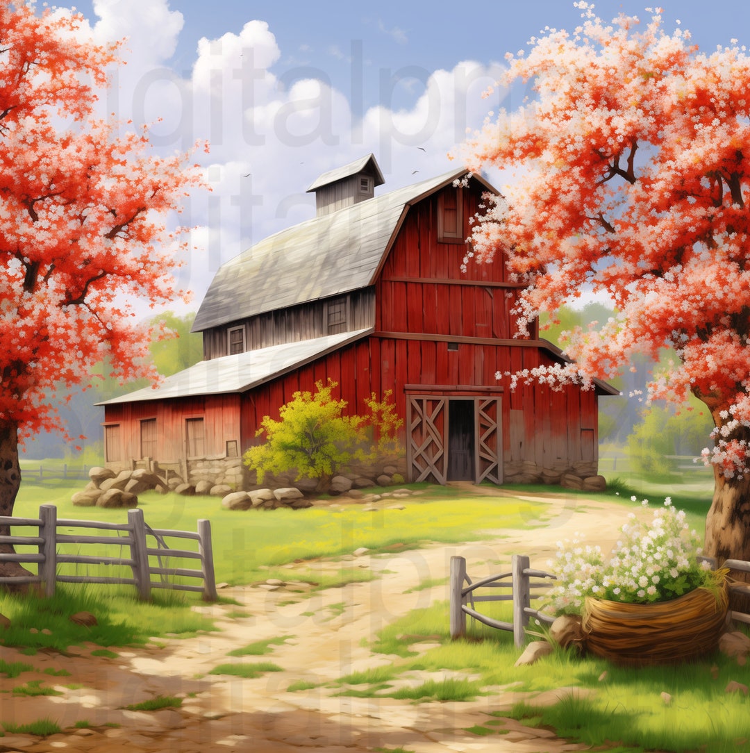Barn Springtime Png Sublimation Digital Design Download Wreath Sign ...