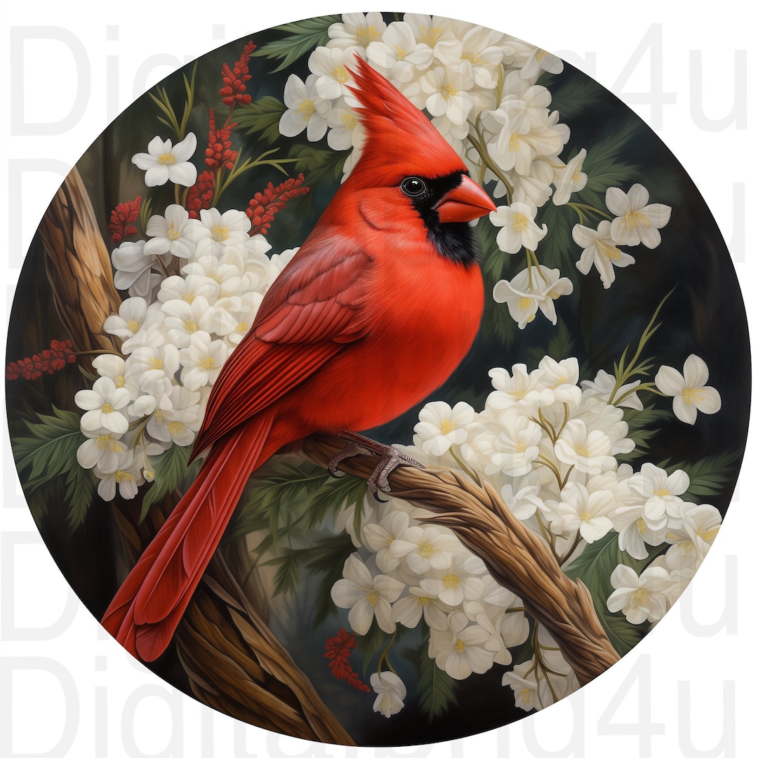 Cardinal Springtime Round Png Sublimation Digital Design Download ...