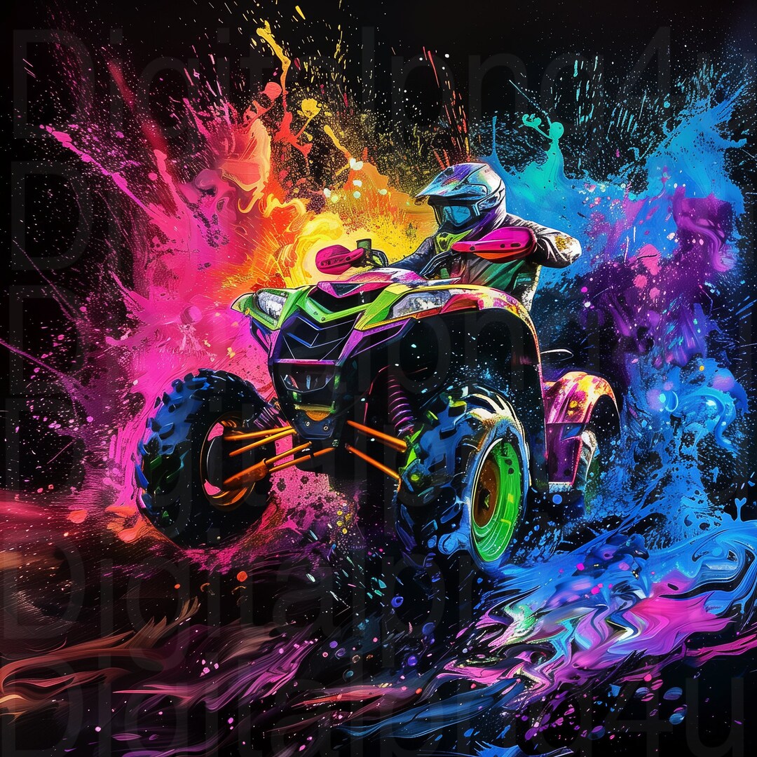 Atv Colorful Png With a Black Background Four Wheeler Sublimation ...