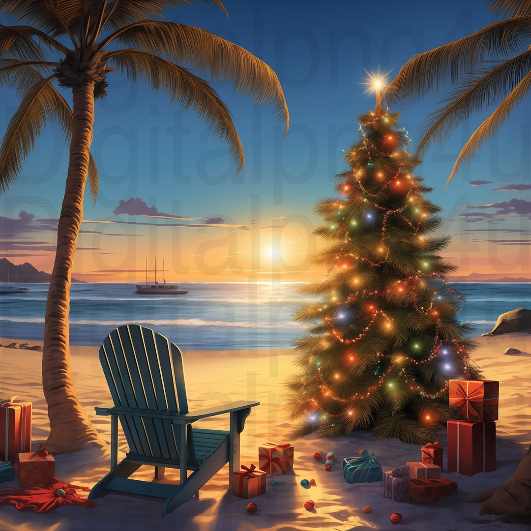 Beach Christmas Tropical Holiday Png Sublimation Digital Design ...