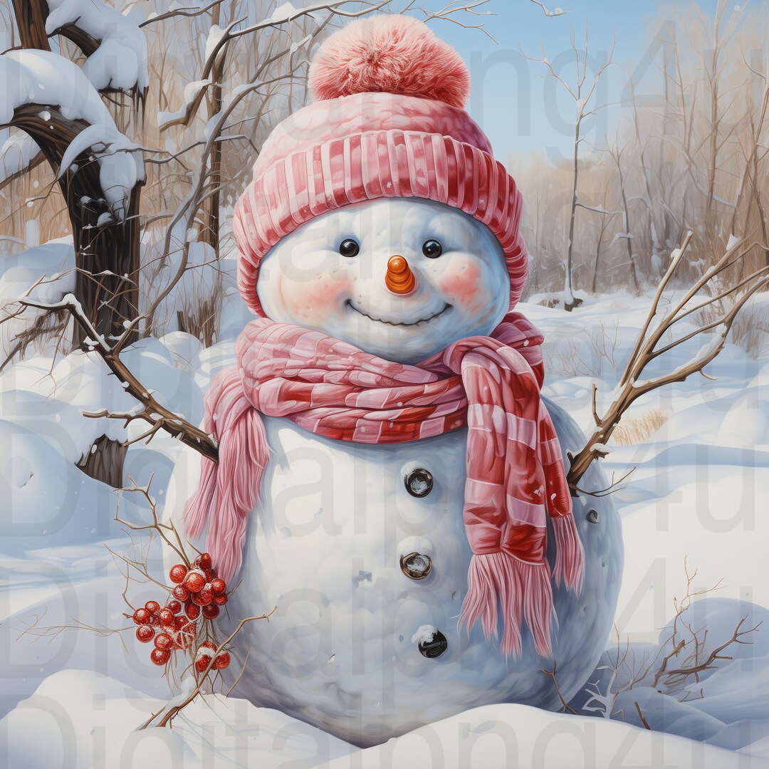Snowman Christmas Winter Pink Png Sublimation Digital Design Download ...