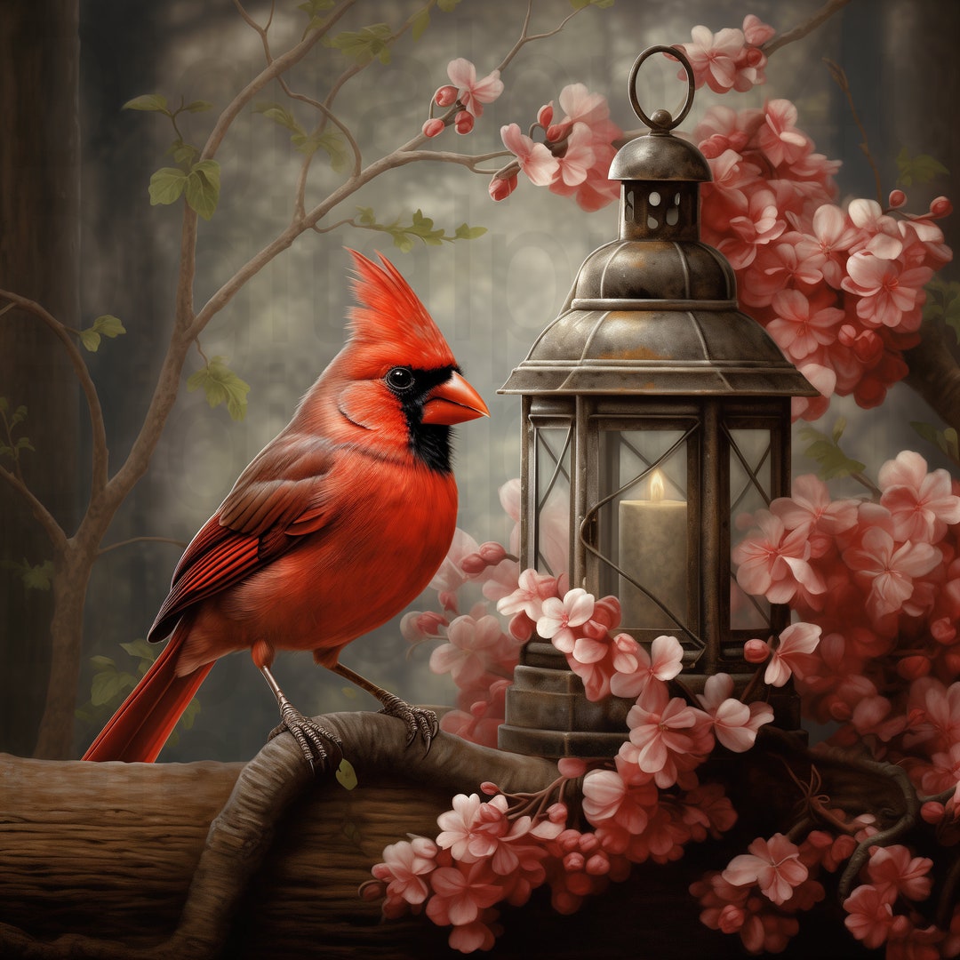 Cardinal and Lantern Spring Png Sublimation Digital Design Download ...