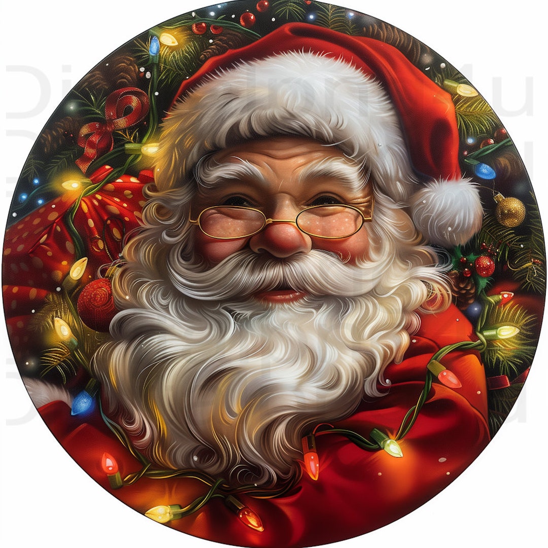 Santa Round Christmas PNG Sublimation Digital Design Download Santa ...