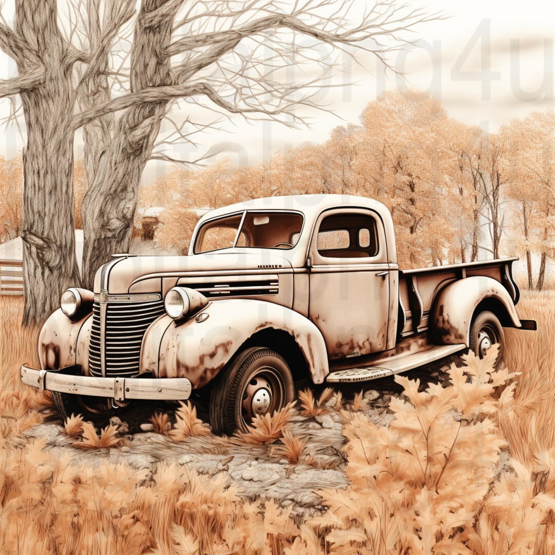 Beautiful Old Rustic Truck Png Sublimation Digital Design Download ...