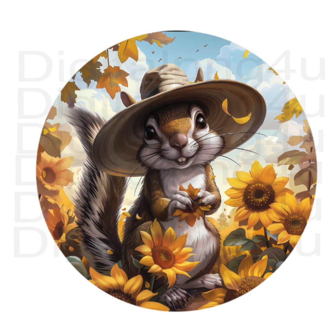 Squirrel Cute Fall Squirrel Round PNG Sublimation Digital Design ...