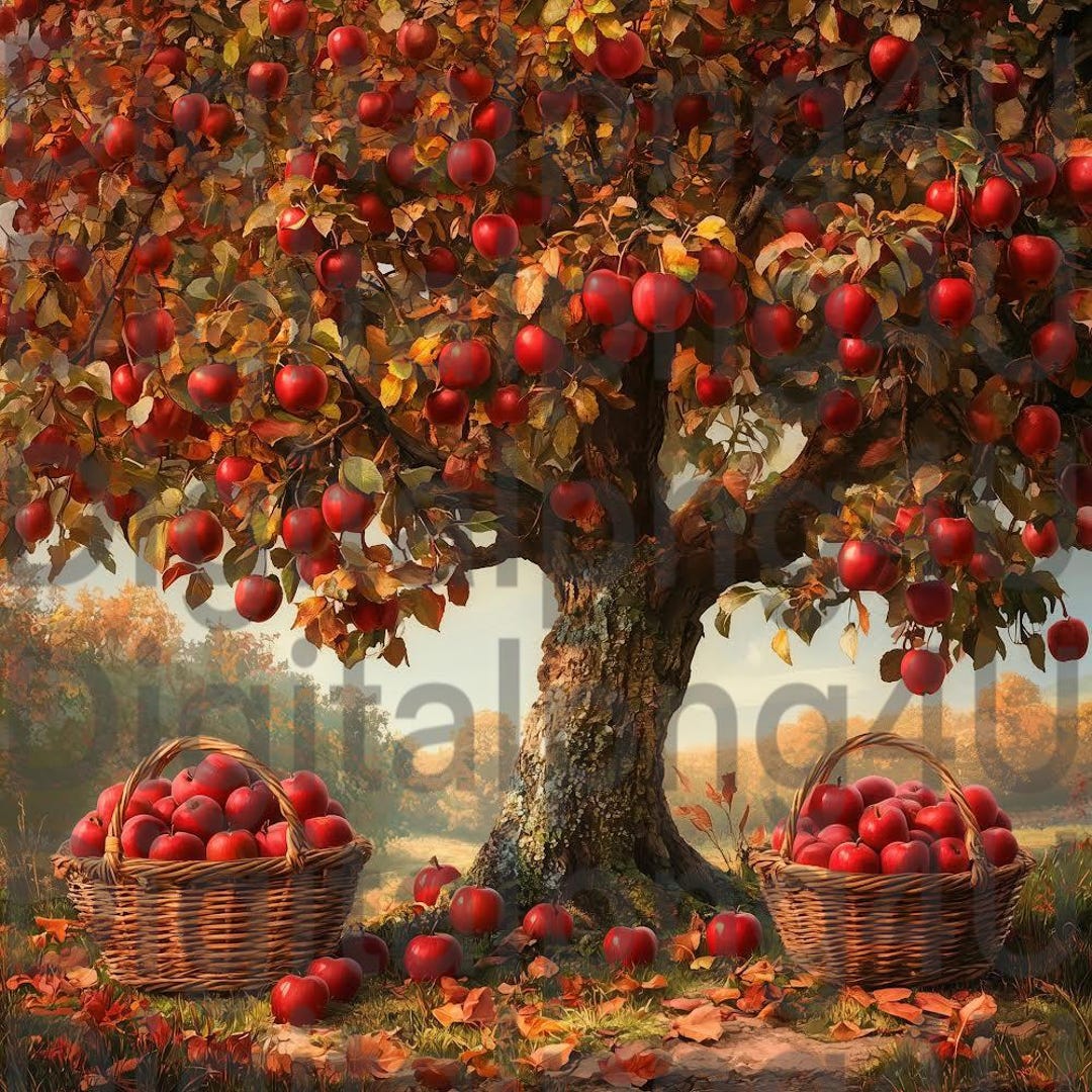 Apple Tree Fall Apple Farm PNG Sublimation Digital Design Download ...