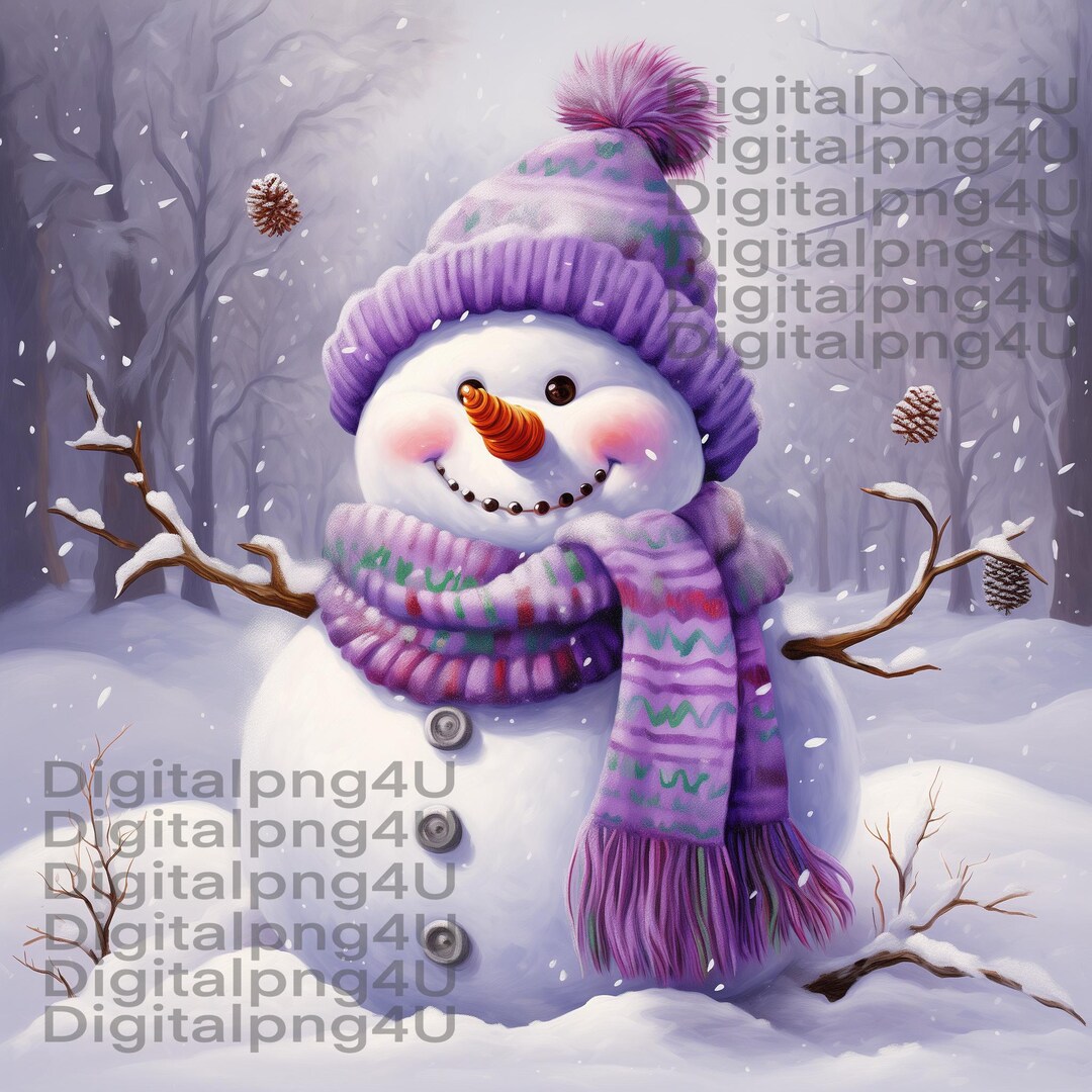 Snowman Winter Christmas Purple Snowman PNG Sublimation DIGITAL DESIGN ...