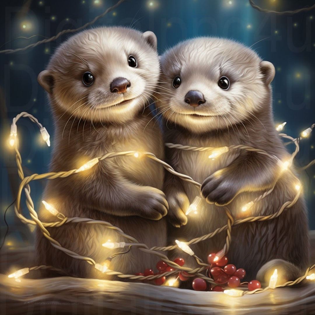 Otters and Lights Png Sublimation Digital Design Download Wreath Sign ...