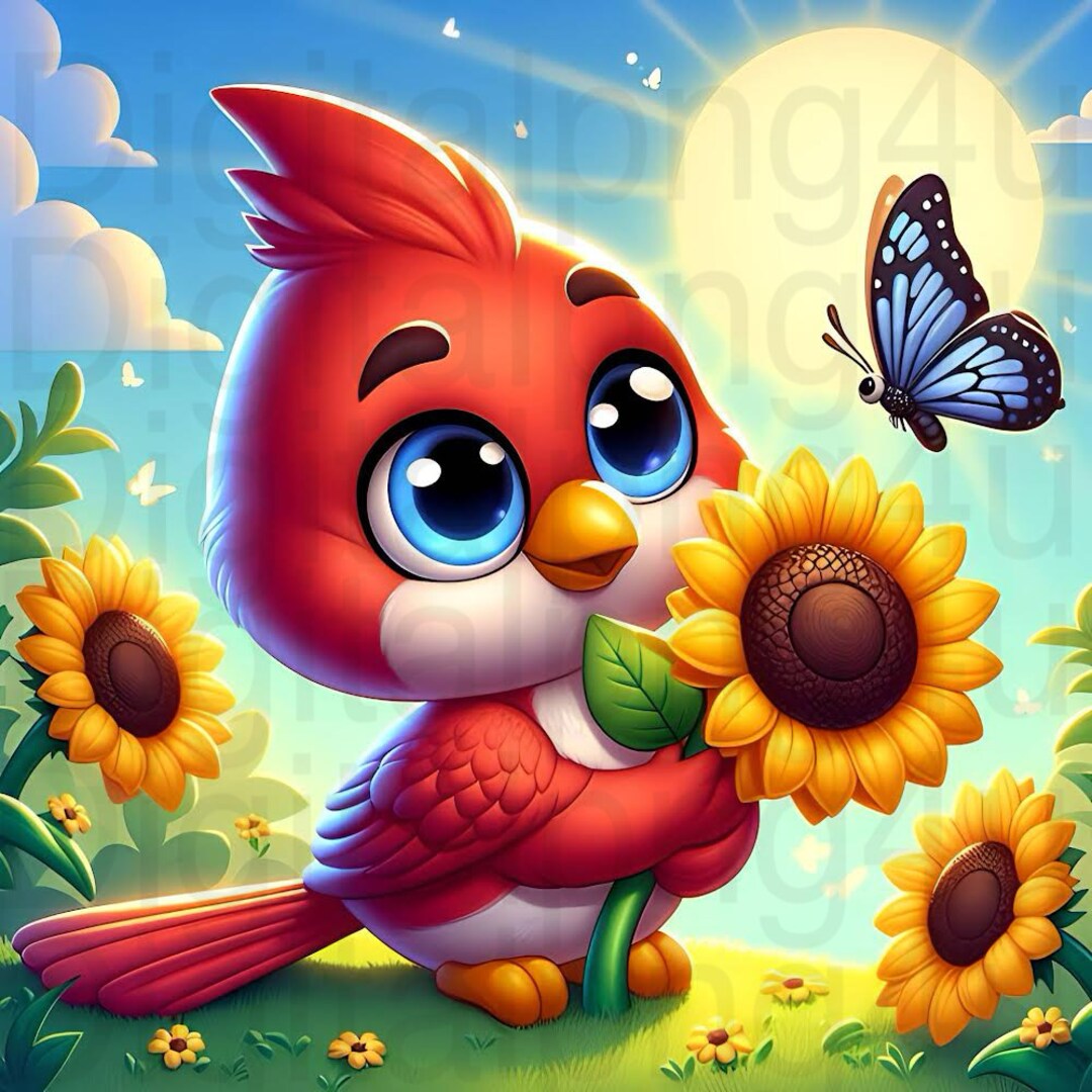 Cardinal and Sunflower PNG Sublimation Digital Design Download Cardinal ...