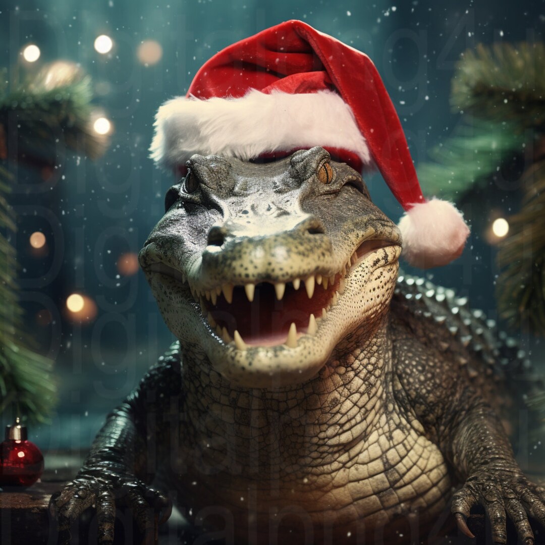 Alligator Christmas Santa Png Sublimation Digital Design Download ...