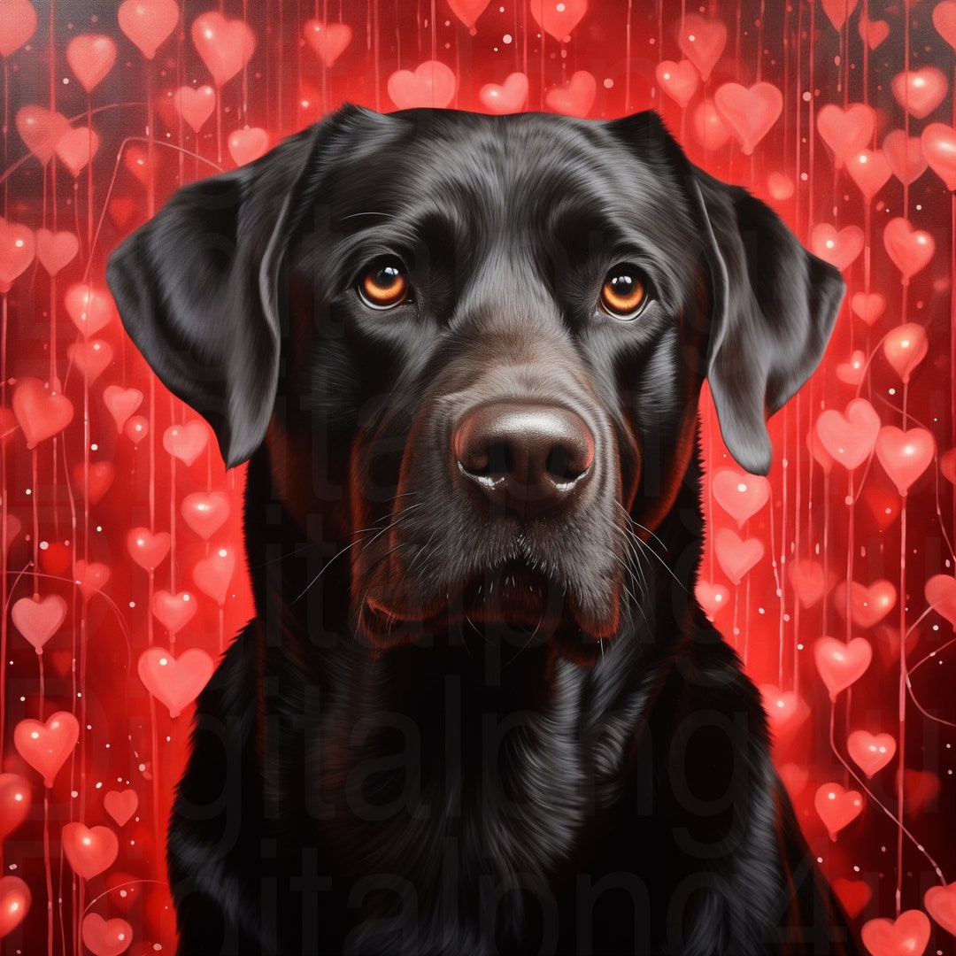 Black Labrador Valentine Png Sublimation Digital Design Download Wreath ...