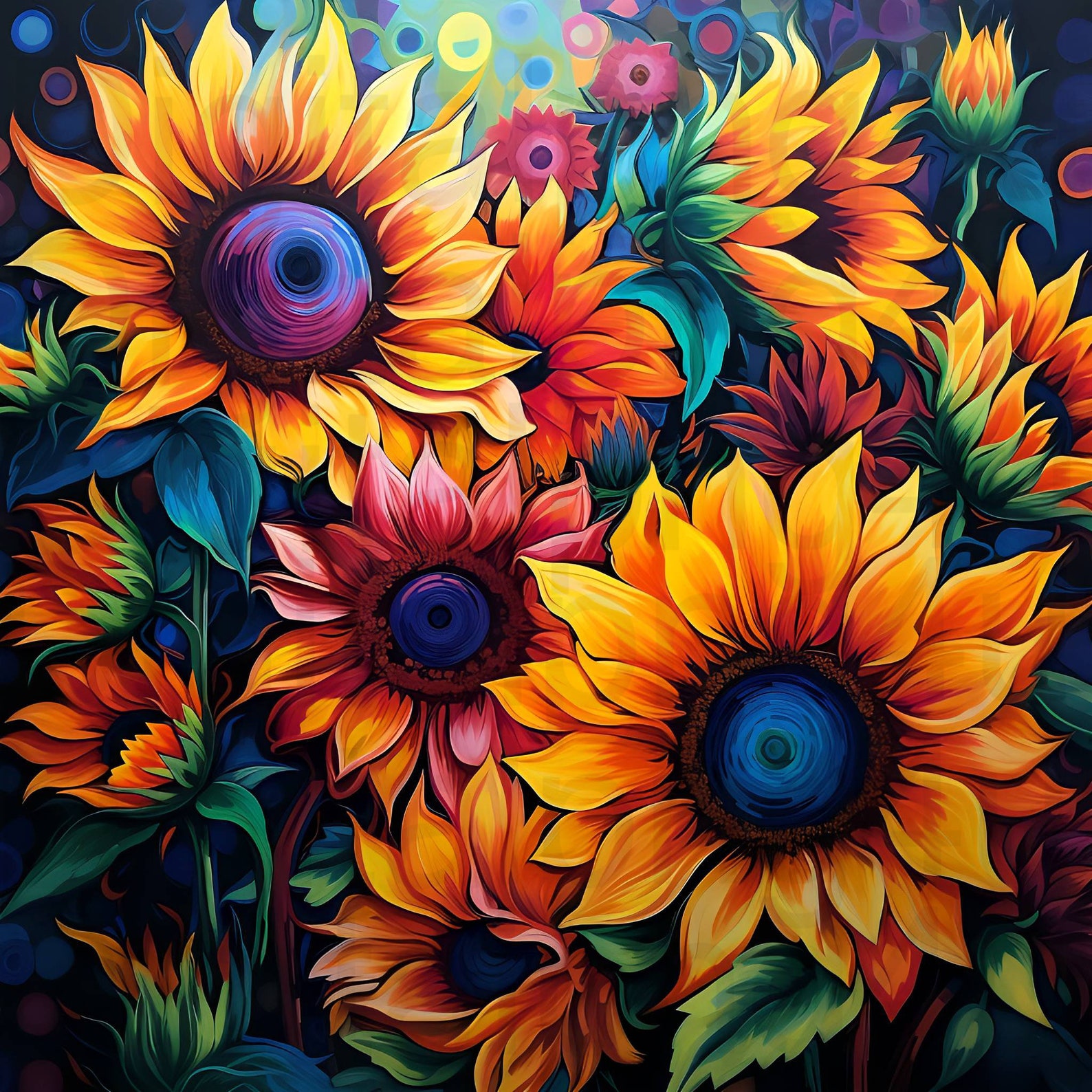 Sunflowers Colorful Vibrant Png Sublimation Digital Design - Etsy