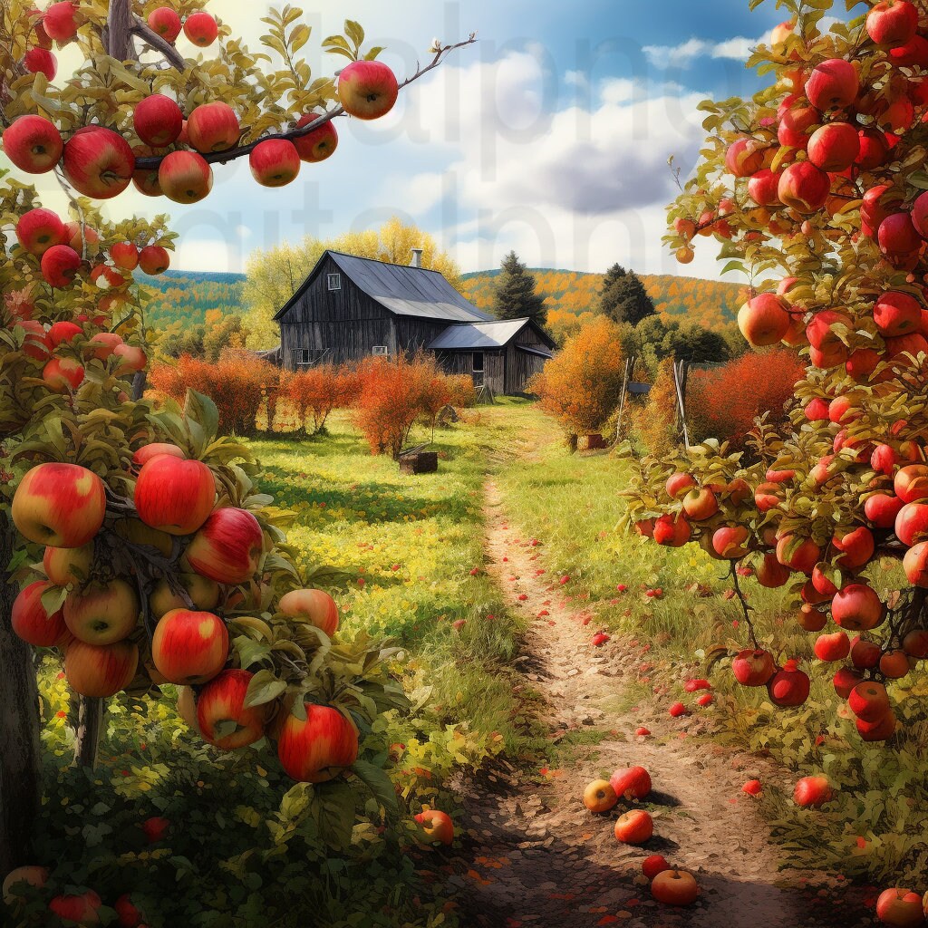 Apple Farm Fall Barn Png Sublimation Digital Design Download Wreath ...