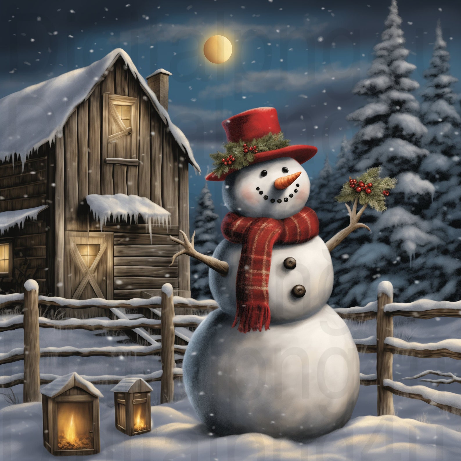 Snowman and Barn Winter Christmas Png Sublimation Digital Design ...