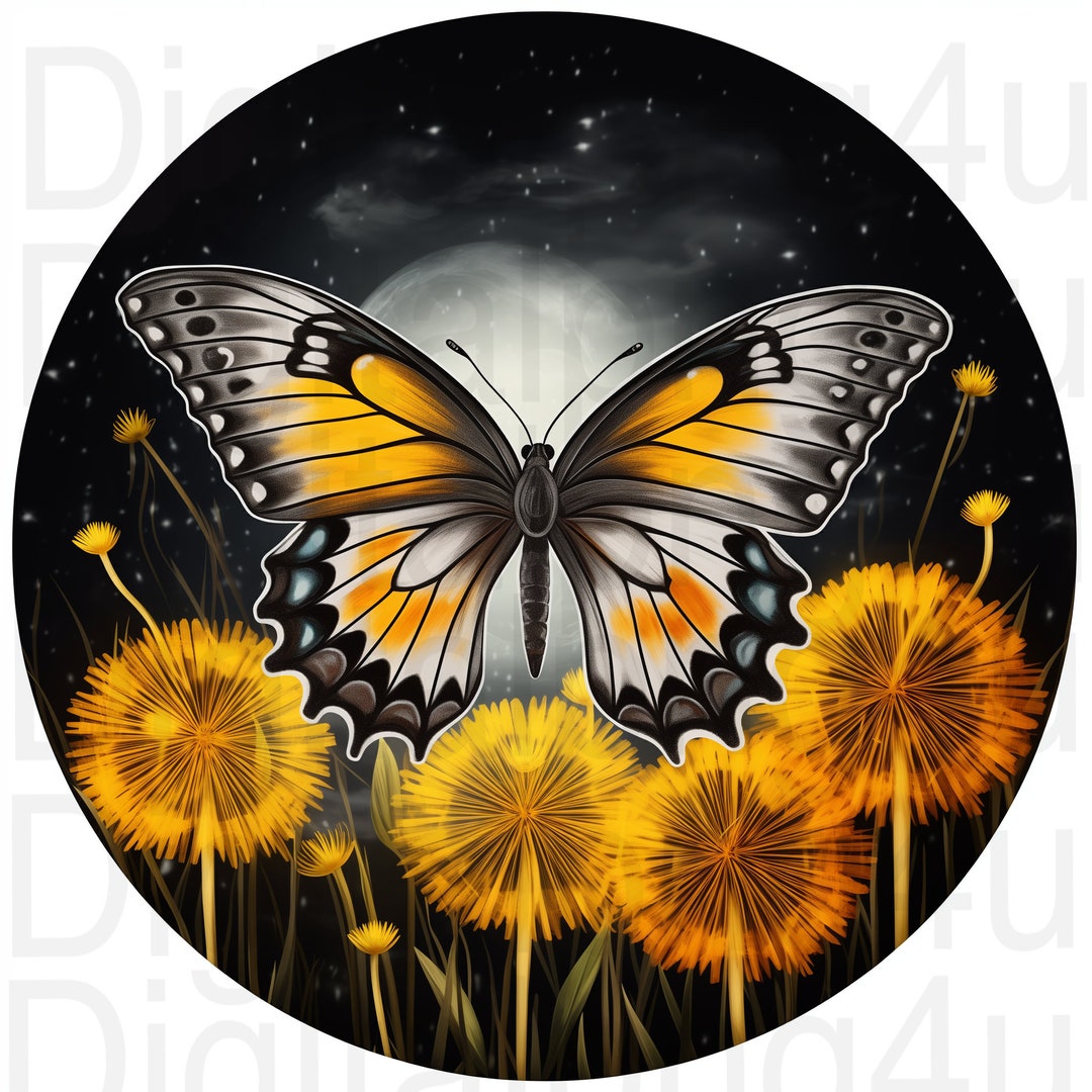 Butterfly Round Png Sublimation Digital Design Download Wreath Sign ...